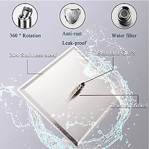 Suguword 16 Inch LED Rain Shower Head Ultra Thin Stainless Steel Rainfall High Flow Shower Head Fixed Wall Mount