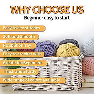 3PCS 150g Beginners Blue Yarn for Crocheting and Knitting,260 Yards Cotton Nylon Blend Yarn for Hand DIY Bag Basket Dolls and Cushion