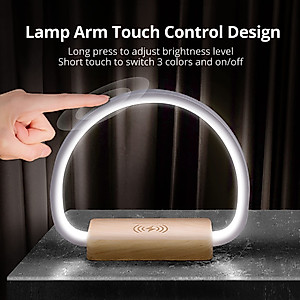 Sparkling Wonderful Bedside Table Lamp with Qi Wireless Charging & USB Port, Touch Control Desk Lamp with 3 Color Modes, Night Light Eye-Caring Reading Lamp for Bedroom, Dorm, Office