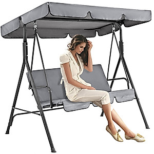 Swing Canopy Replacement with Seat Cover Porch Swing Canopy Replacement 2Pcs/Set Waterproof Outdoor Swing Canopy UV Protection Oxford Cloth Porch Swing Canopy Replacement, Grey.