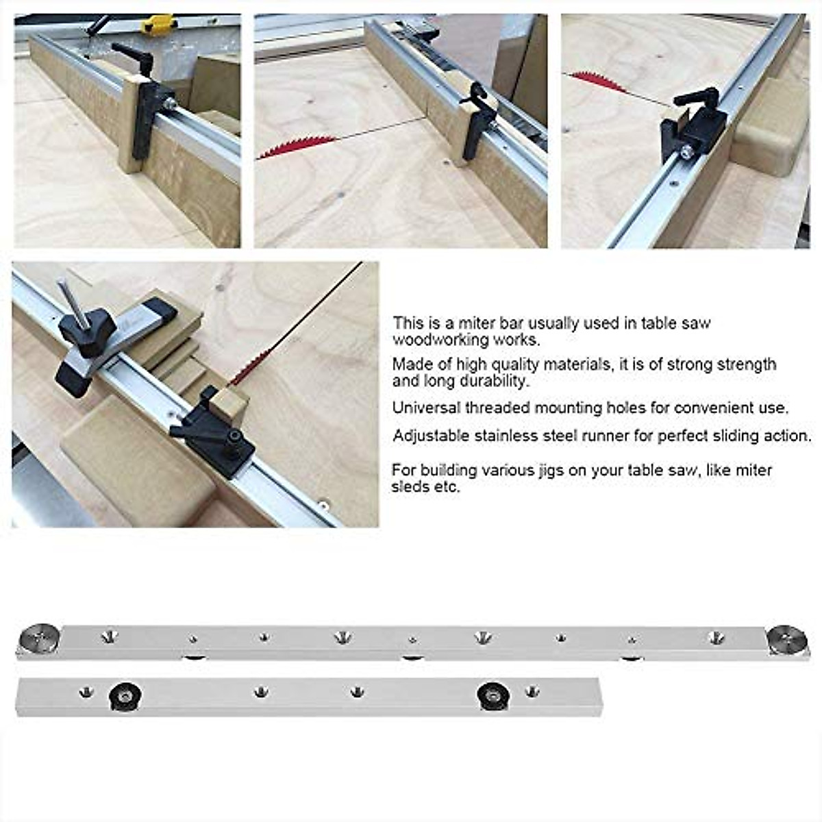 Aluminium Alloy Miter Bar Rail Miter Guage Bar Slider Table Saw Gauge Rod Wood Working Tool(300mm / 11.81inch)