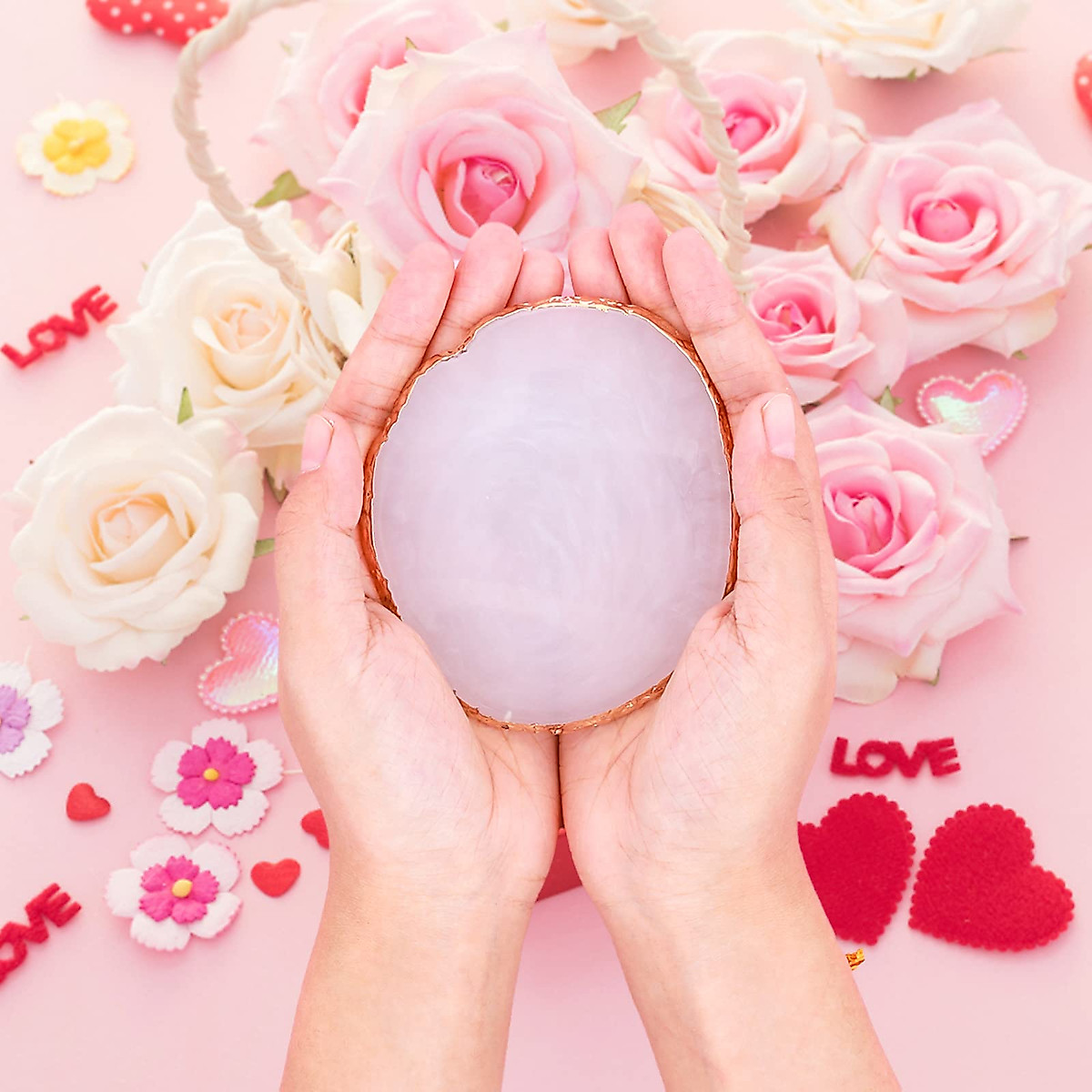 WLLHYF Resin Nail Art Palette, Nail Art Painting Mixed Color Palettes Irregular Makeup Plate Nail Plates Tool Gold Edge Nail Holder for Makeup Beauty Nail Art Hand-Painted Toning