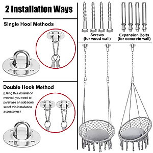 Y- STOP Hammock Chair Macrame Swing, Max 330 Lbs, Hanging Cotton Rope Hammock Swing Chair for Indoor and Outdoor Use, Light Grey