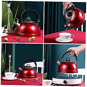 STOBAZA 3pcs Buzzing Kettle Induction Tea Kettle Cordless Kettle Camping Tea Kettle Water Kettle Stovetop Stainless Steel Whistling Teapot Boiling Tea Kettle Water Pot Anti-rust Kettle Red