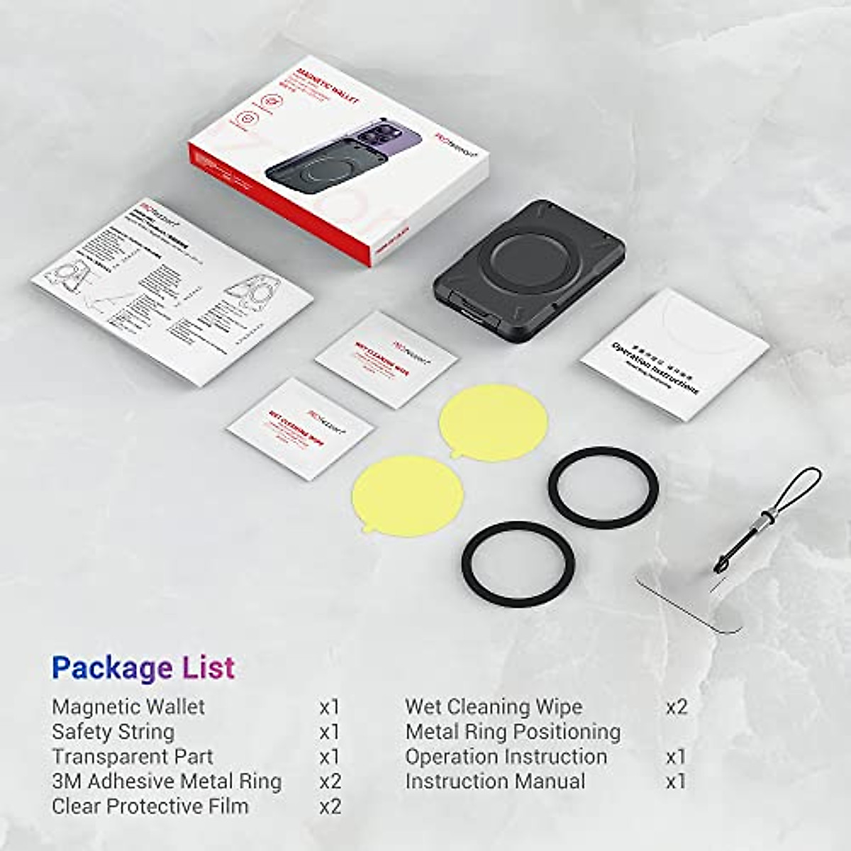 Magnetic Wallet Card Holder For Magsafe, RFID Blocking Slim Hardshell 4 Credit Card & Money Pocket Magnetic Adjustable Stand Wallet for Apple iPhone 16 15 14 13 12 Plus Max Not for iPhone 13/12 mini