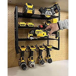 HAVEDAWN 4 Layers Power Tool Organizer, Larger Capacity, Tool Organizers and Storage, Drill Holder Wall Mount, Tool Storage Rack for Garage Pegboard, Cordless Drill Charging Station,Father's Day Gifts