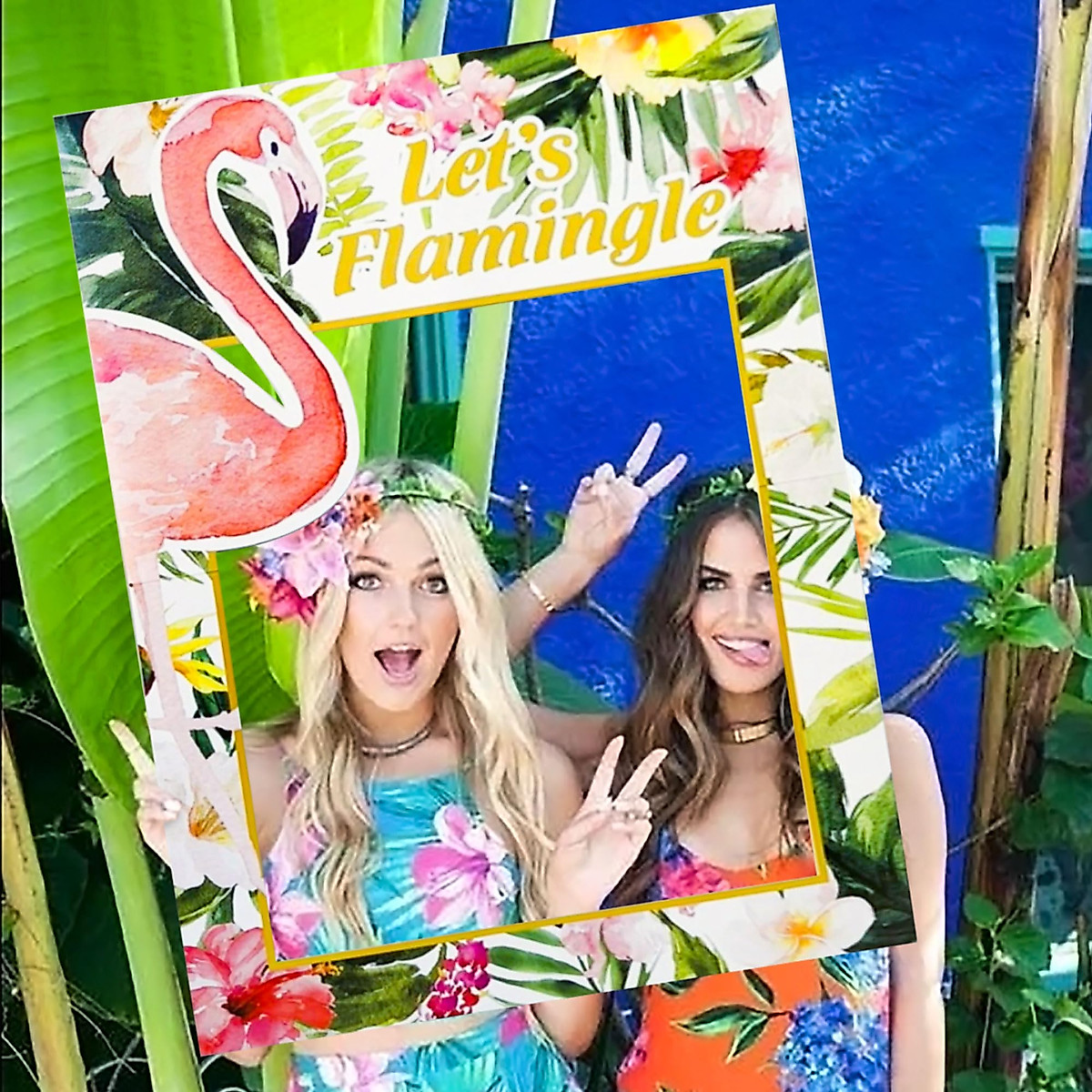 LaVenty Flamingo Bridal Shower Photo Prop Frame Tropical Bridal Shower Photo Booth Bridal Shower Photo Booth Flamingo Bridal Shower Photo Prop Bachelorette Photo Prop