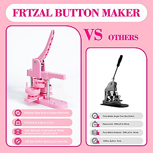 Upgrade Button Maker Machine Multiple Sizes,Pin Maker Machine 1+1.25+2.25 inch Press Machine, Pin Backs, Plastic Films & Circle Cutters