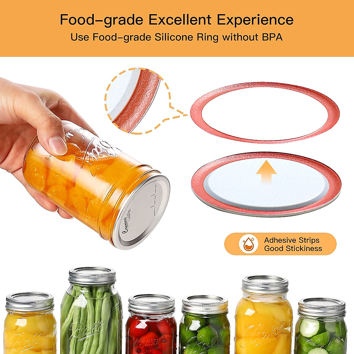 100 Counts Mason Jar Lids Regular Mouth Canning Lids with Leakproof & Airtight Seal Features for Kerr & Ball Jar Lids, Split-Type Metal - Food Grade Material, Silver/70 MM