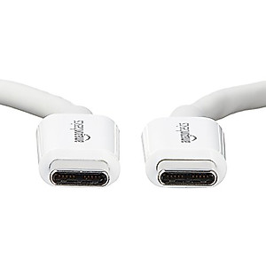 Amazon Basics USB-C to USB-C 2.0 Fast Charger Cable, 480Mbps Speed, USB-IF Certified, for Apple iPhone 15, iPad, Samsung Galaxy, Tablets, Laptops, 9 Foot, White