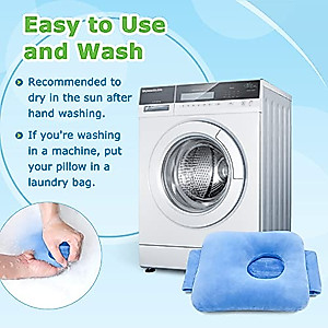 G Tube Tummy Time Pillow for Baby Feeding Tube Belt Pad Pillow with A Hole for Infant Children Kid Adjustable Hook & Loop Closure, Blue, 25*23*2cm