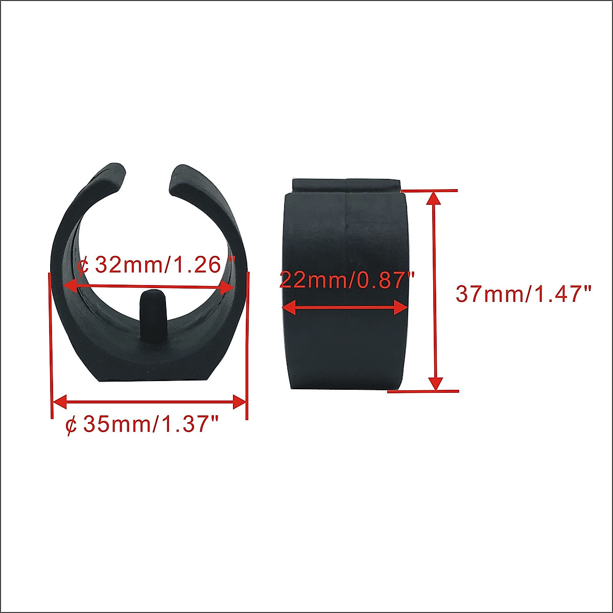 Open Foot pad Furniture Pipe Foot Bayonet pad Anti-Skid Rubber Plastic Open Bayonet Rubber Round Pipe Foot pad (10, ID:1.26 inch（32MM)