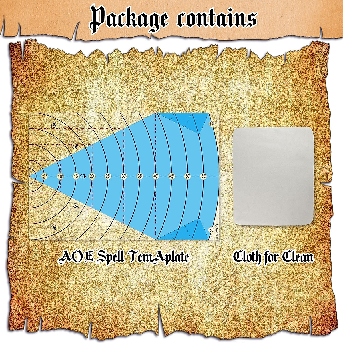 Byhoo Spell AOE Damage Template DND Area Effect Markers Upgraded 60ft AOE Area Damage Measure Tool Tabletop Game Mat Accessories for Dungeons and Dragons 5E Pathfinder