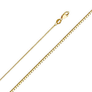 TGDJ 14k Yellow/White/Rose Gold Box Link Chain Necklace - 0.9mm Solid Gold Chain for Men and Women - Great Gift for Christmas, Birthday & All Occasions