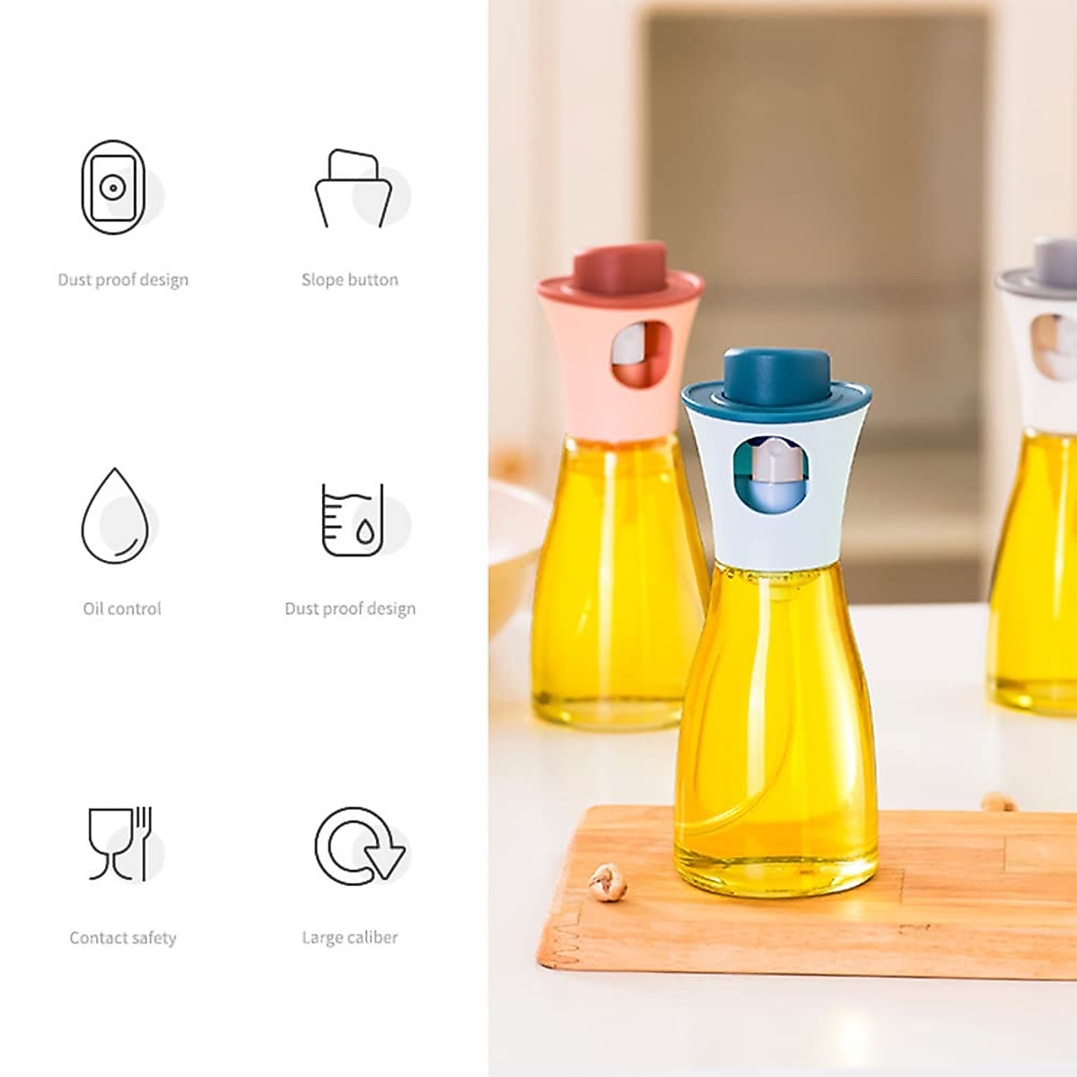 oAutoSjy Oil Sprayer for Cooking Portable Glass Refillable Dispenser Spritzer Bottle for Soy Sauce Vinegar 150ml Olive Oil Spray Bottle Mister Mini Kitchen Gadgets for Air Fryer Salad Baking BBQ Pink