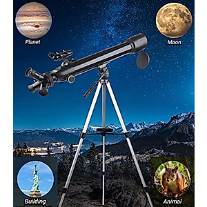 [2023 Upgraded] Telescopes for Adults Astronomy, 70mm Aperture 700mm AZ Mount Astronomical Refracting HD Telescope for Kids Beginners Telescope with Adjustable Tripod, Nylon Bag, Phone Adapter