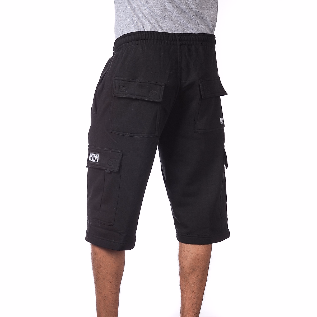 Pro Club Men's Fleece Cargo Short, Black, 4X-Large
