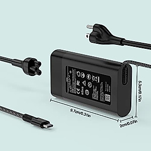 New Slim 65W USB-C Laptop Charger for HP Envy-Spectre-Elitebook-Elite-X2-Probook-Chromebook Type C Travel AC Adapter Power Supply Cord