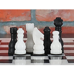 RADICALn 15 Inches Large Handmade White and Black Weighted Marble Full Chess Game Set Staunton and Ambassador Style Marble Tournament Chess Sets for Adults