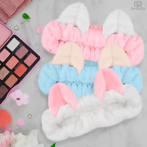 3Pcs Makeup Headbands for Women - Make Up Headband Plush Spa Headband Adult Cat Ears Headband Soft Skin Care - Stretch Headbands for Girls Headband