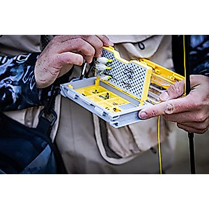Plano Edge Micro Fly Storage Box, Gray and Yellow, Waterproof and Rust-Resistant Customizable Fishing Tackle Organization