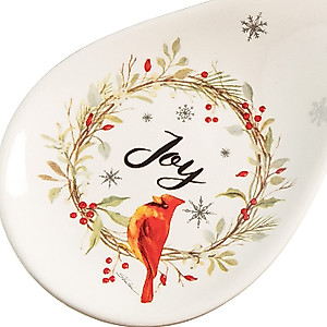 C&F Home Joy Cardinal Wreath Spoon Rest White