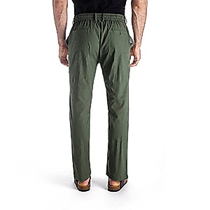 MUSE FATH Men's Linen Casual Lightweight Drawstring Elastic Waist Summer Beach Pants-Green-XXXL
