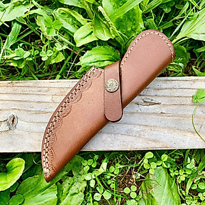 FVLFIL 8" long custom handmade leather sheath fits up to 4"-4.5" cutting blade knife