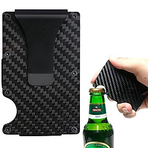 Yellowknife Carbon Fiber Minimalist Wallet for Men - RFID Wallets for Men Credit Card Holder Metal Money Clip - Slim Rigid Mens Wallet