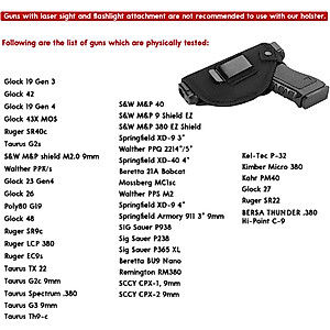 Gun Holsters for Pistols 9mm, Pistol Holster, Gun Holster for Women/Men, 380 Holster Concealed Carry, Right/Left 9mm Holsters for Pistols, OWB/IWB Fits Glock 42,27,26,23 M&P Shield (Black)