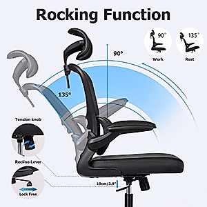 Razzor Ergonomic Office Chair, High Back Mesh Desk Chair with Lumbar Support and Adjustable Headrest, Computer Gaming Chair, Executive Swivel Chair for Home Office