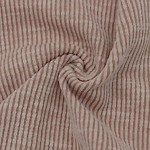 Texco Inc Solid Color Heavyweight Poly Cotton Spandex Sandwash 2x1 Rib Knit Fabric, Apparel DIY Projects, Mocha 2 Yards
