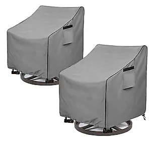 Okcool Outdoor Swivel Chair Cover 2 Pack,Outdoor Furniture Patio Chair Covers Waterproof Clearance,(27.5"W x 32.5"D x 39"H) Outdoor Lawn Patio Furniture Covers,Grey