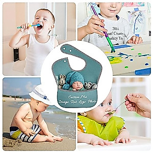 Zoczos Personalized Baby Bib Custom Your Image Text Design Newborn Bib Gift for Unisex 6-24 Months