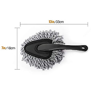 MoKo Car Duster, 2 Pack Super Soft Microfiber Car Dash Duster Detail Brush Set Interior Exterior Cleaning Dusting and Washing Tool for Car Motorcycle Automotive Dashboard Air Vents - Grey