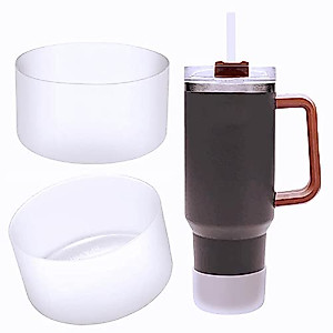 2Pcs Silicone Bumper Boot for Stanley Quencher Adventure 40oz Tumbler with Handle & Stanley IceFlow 20oz 30oz, Protective Water Bottle Bottom Sleeve Cover, Stanley Tumbler Accessories (Clear 2pcs)