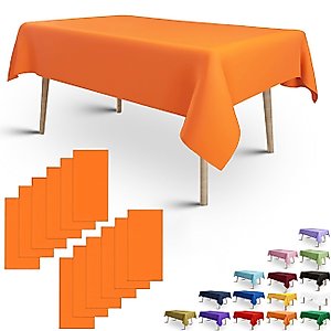 FULDGAENR Orange Plastic Tablecloth, Disposable Orange Table Cloths Plastic 54x108 Inch Size for 6-8 Foot Rectangle Table Indoor/Outdoor Parties Birthdays Weddings Anniversary - 1 Pack, Orange