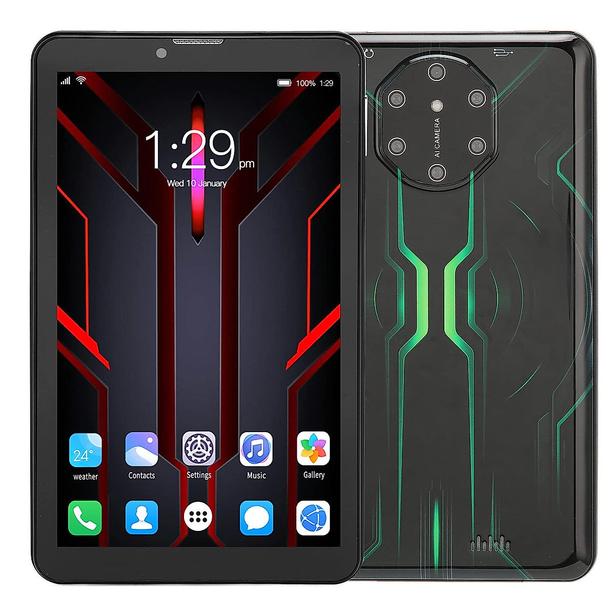 Tablet for Kids, MT6592 8 Cores CPU Green 1960x1080 IPS for Android 10 7 Inch Tablet Dual Camera for Work (US Plug)