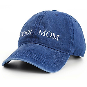 Cool Mom Hat, Gift for Mothers Day Brithday Christmas Mama Hats for Women, Embroidery Distressed Mom Hat Baseball Caps Blue