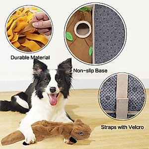 Meilzer Snuffle Mat for Dogs,Dog Feeding Mat Sniff Mat Interactive Dog Puzzle Mat for Training and Stress Relief Encourages Natural Foraging Skills (Brown)