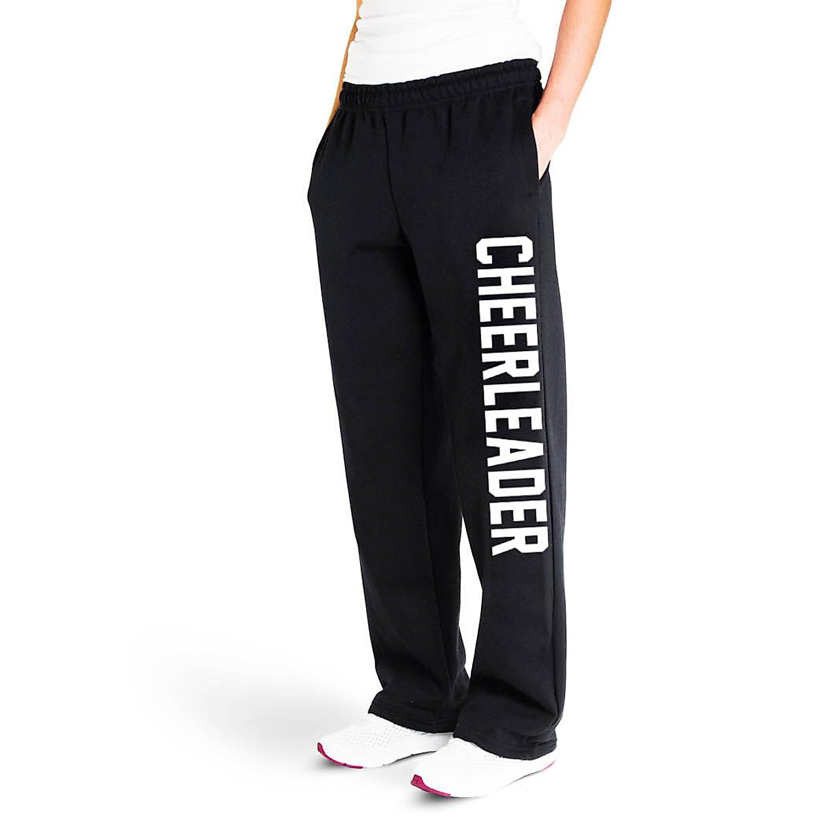 Varsity Cheerleader Sweatpants | Cheer Apparel by ChalkTalk Sports | Black/White | Youth Large