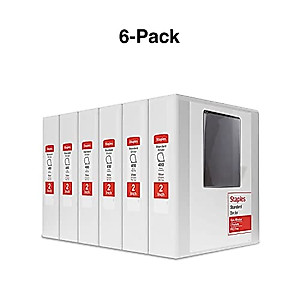 Staples 2661486 Standard 2-Inch 3-Ring View Binders White 6/Carton (26444Ct)