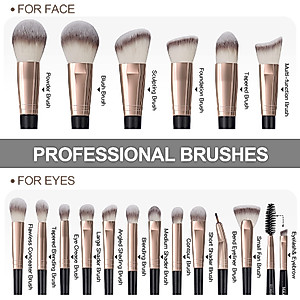 Makeup Brushes, MAANGE 18 Pcs Professional Makeup Brush Set Premium Synthetic Face Kabuki Brush Kit Foundation Blush Powder Eyeshadow Brushes Set