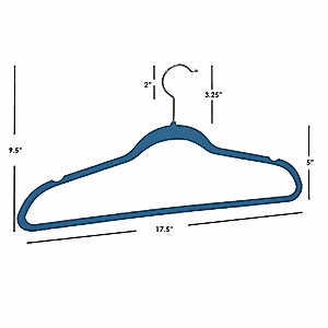 Velvet Clothes Hangers (Pack of 10), Navy, by Home Basics | Felt Hangers for Tops, Jackets, Dresses, and Pants | Contoured Hangers with Indents | Ultra-Thin Space Saving Clothes Hangers