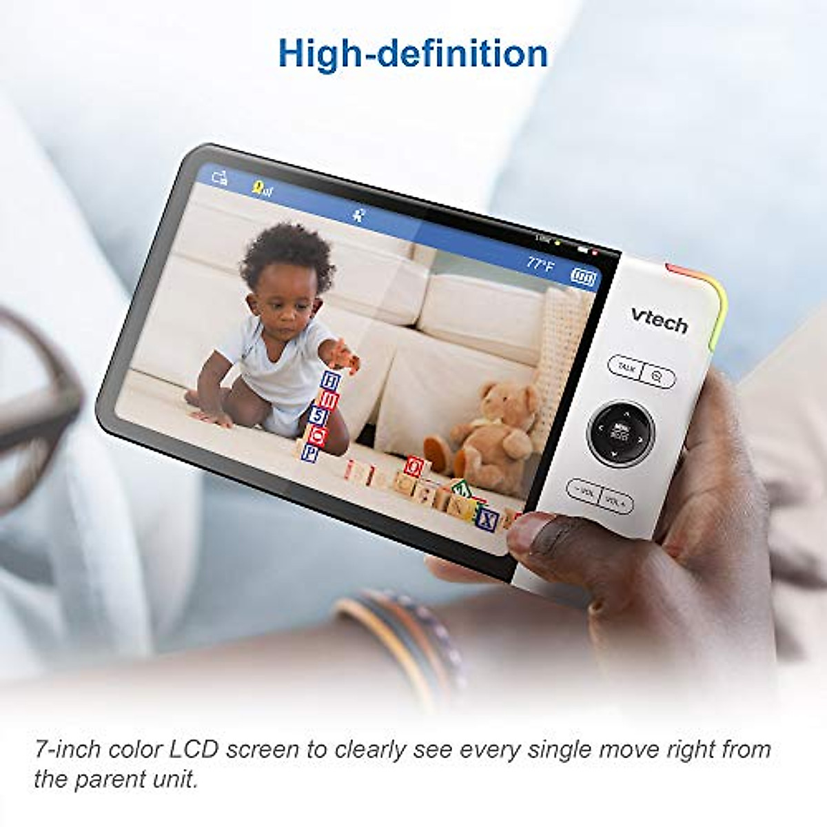 [Upgraded] VTech VM919HD Video Monitor with Battery Support 15-hr Video Streaming, 7" 720p HD Display,360 Panoramic Viewing, 110 Wide-Angle View,HD Night Vision,Up to 1000ft Range,Secured Transmission