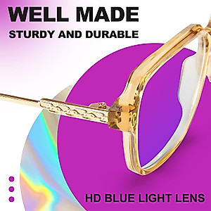 VISOONE Oversized Blue Light Blocking Glasses with Chic Square TR90 Frame and Metal Temple for Women Men REMY