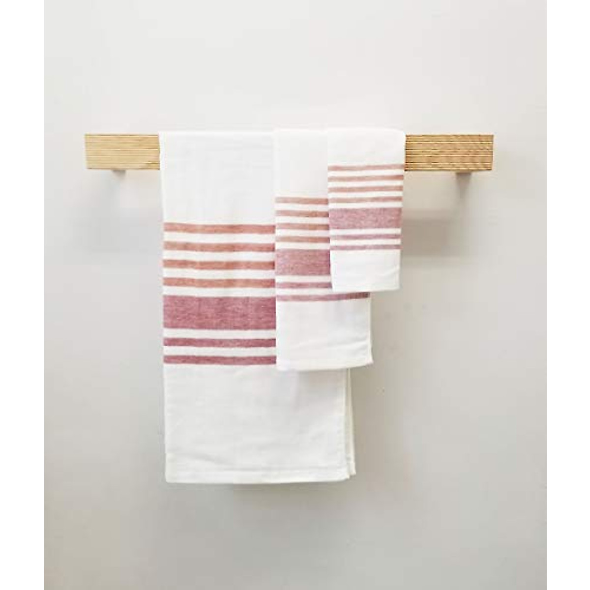 IPPINKA Senshu Japanese Towel, Ultra Soft, Quick-Drying, Two-Tone End Stripes, Red (Hand Towel)