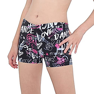 Hedmy Little Girls' Stretchy Dance Tumbling Athletic Gymnastics Shorts Booty Shorts Child Knickers Hot Pants Black Rose 2-3 Years