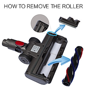 Motorhead Hardwood Floor Attachment for Dyson V7 V8 V10 V11 V15 Vacuum Cleaners with LED Headlights, Roller Cleaner Head Replacement Parts