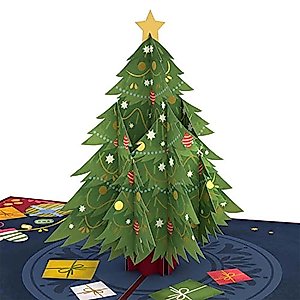 Lovepop Festive Christmas Tree Pop Up Card, 5x7-3D Greeting Card, Pop Up Christmas Cards, Kids Christmas Card, 3D Holiday Card, Winter Cards
